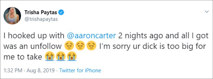 Aaron Carter Comes Out as Bisexual as YouTube Star Trisha Paytas Claims ...