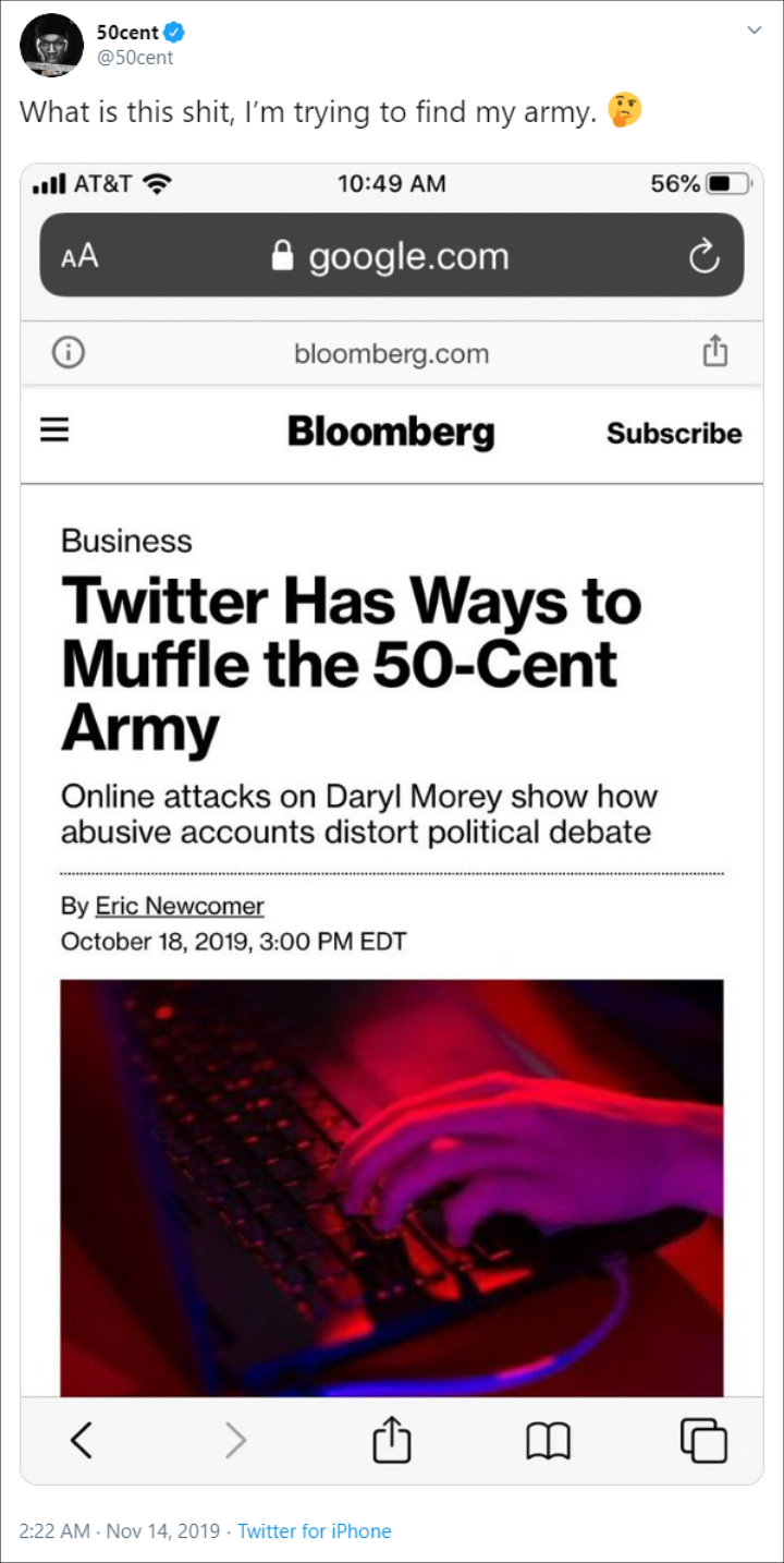 50 Cent's Instagram Account Disabled for Being Mistaken as Part of ...