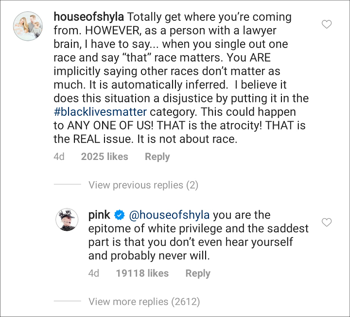 Pink Challenges Donald Trump's Supporters After Calling Against His Re ...