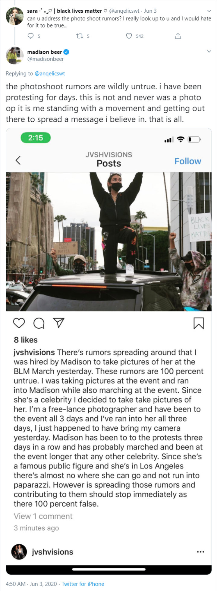 Madison Beer Hits Back at Accusations She Used Black Lives Matter ...