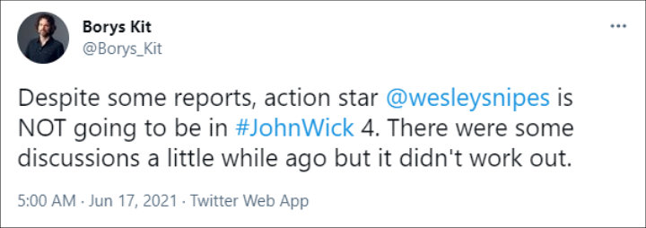 Talks to Add Wesley Snipes to 'John Wick 4' Fall Apart