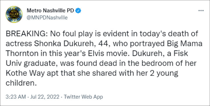 'Elvis' Star Shonka Dukureh's Cause of Death Revealed 1 Month After ...