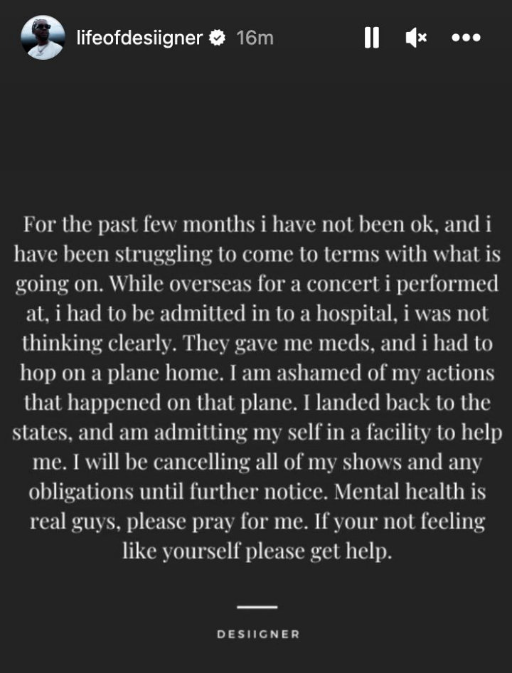 Rapper Desiigner Seeks Mental Help, Feels 'Ashamed' After Exposing ...