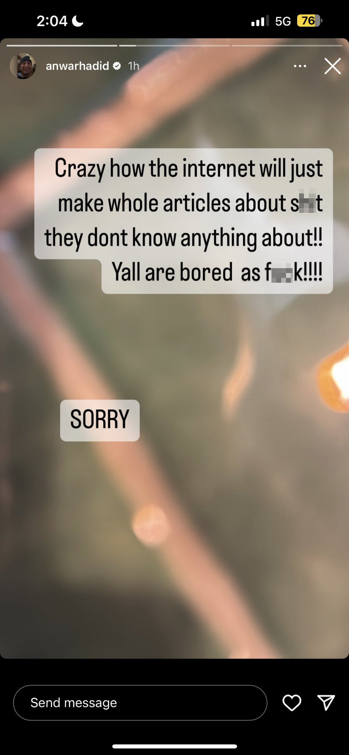 Anwar Hadid Denies Shading Ex Dua Lipa and Her New Beau With Alarming Posts