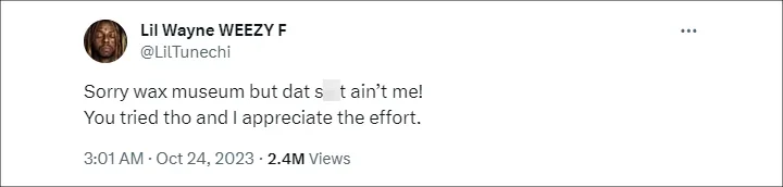 Lil Wayne Calls Out Hollywood Wax Museum Over His Viral Figure