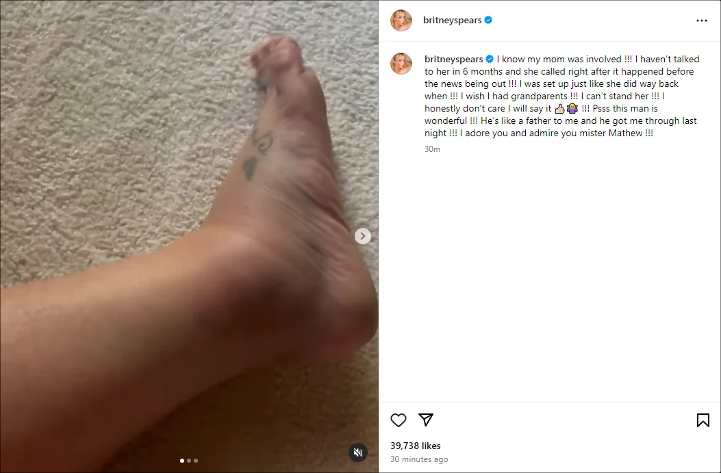 Britney Spears Claims Mom Set Her Up, Shows Injury After Hotel Outburst