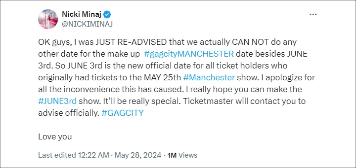 Nicki Minaj Teases Really Special Manchester Show Reveals