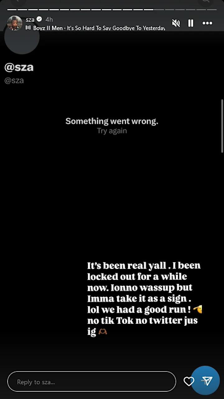 SZA Bewildered After Getting Locked Out of Her X Account
