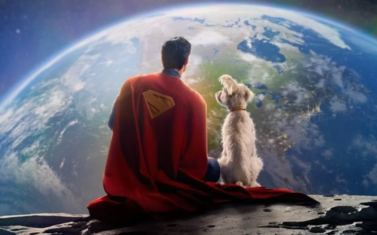Superman Sitting on the Moon With Krypto the Superdog in New Pic From James Gunn's Movie
