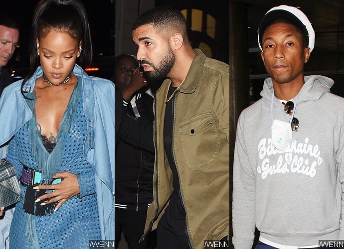 New Collaboration? Rihanna, Drake and Pharrell Hit Recording Studio ...