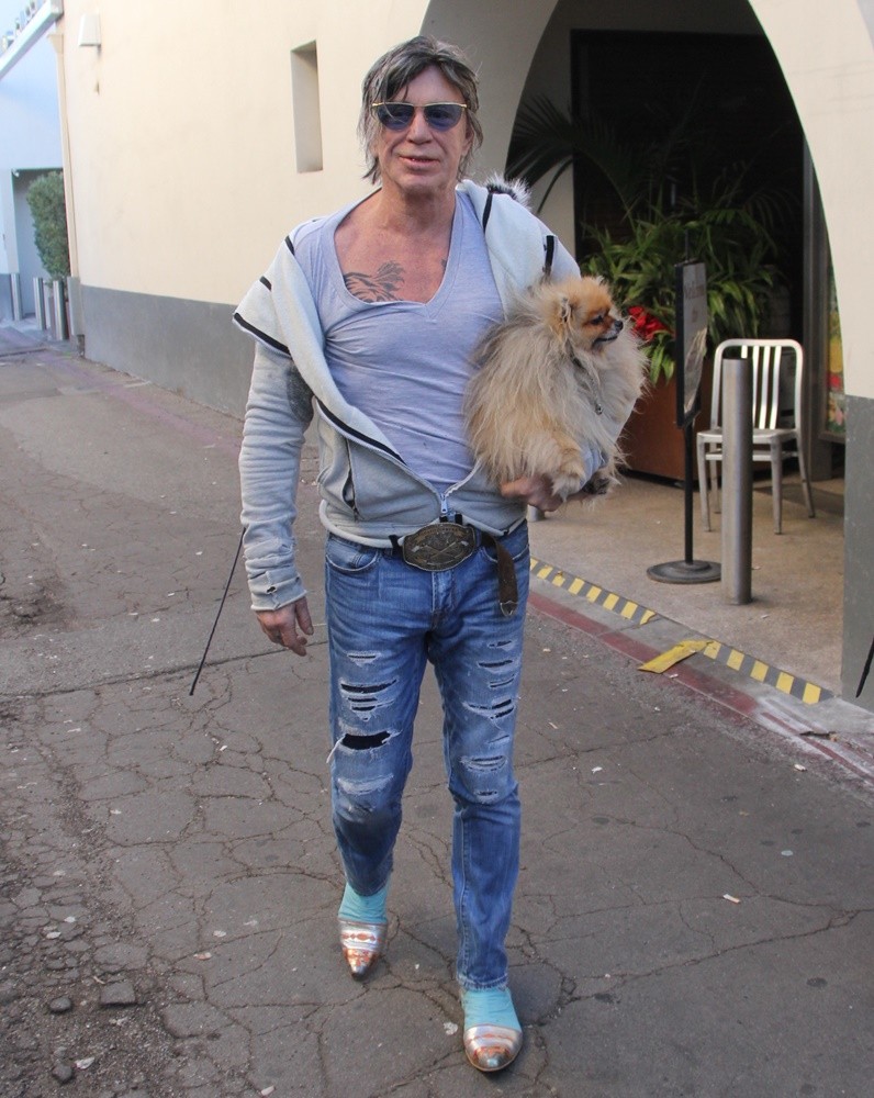 Mickey Rourke Picture 85 - Mickey Rourke Carries His Pet Dog as He ...